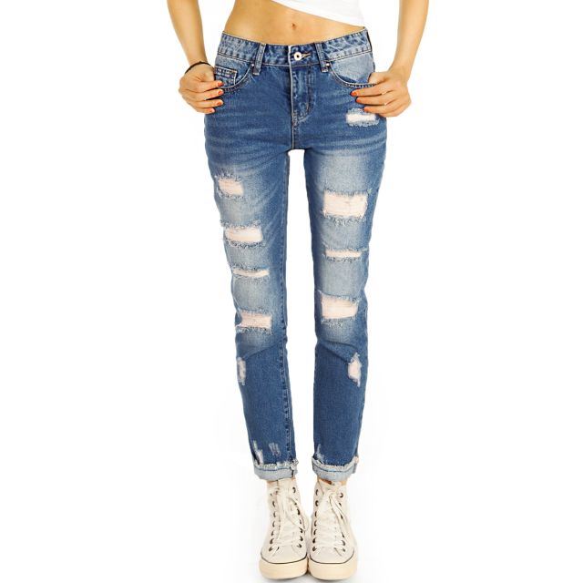 BE STYLED - Stretch Jeanshose in Ripped Destroyed Optik - aufgerissenem ...