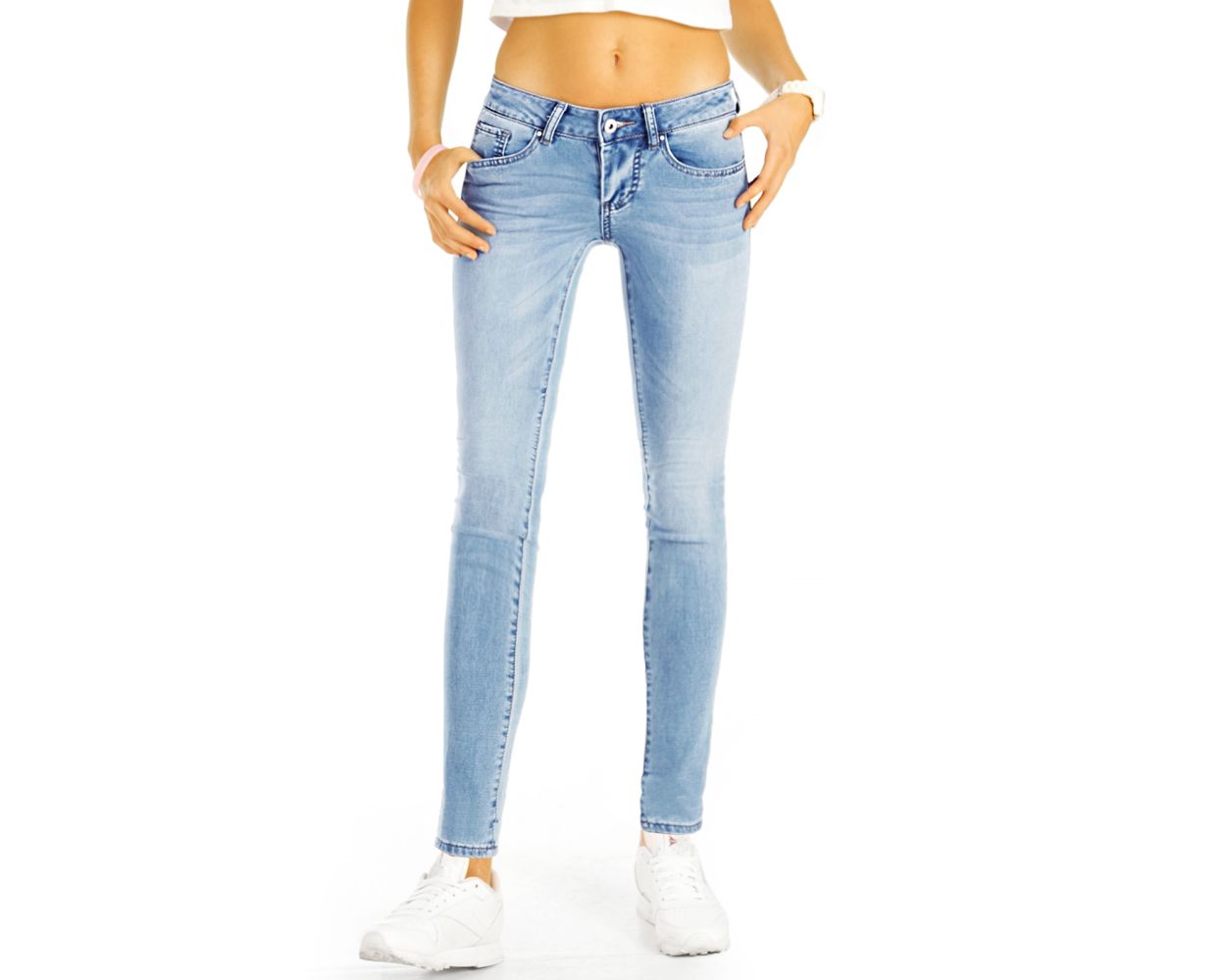 Be Styled Lange Low Waist Hüftjeans Hose Röhrenjeans Skinny Power